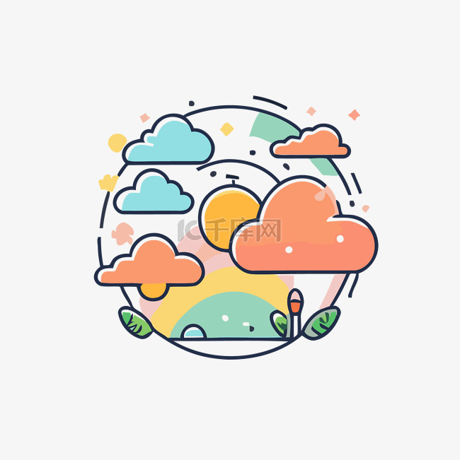 彩色卡通云 向量素材图片免费下载-千库网