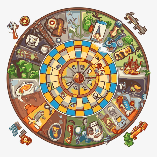 棋盘游戏剪贴画 带有各种物品卡通的圆形游戏的图像 向量素材图片免费下载-千库网