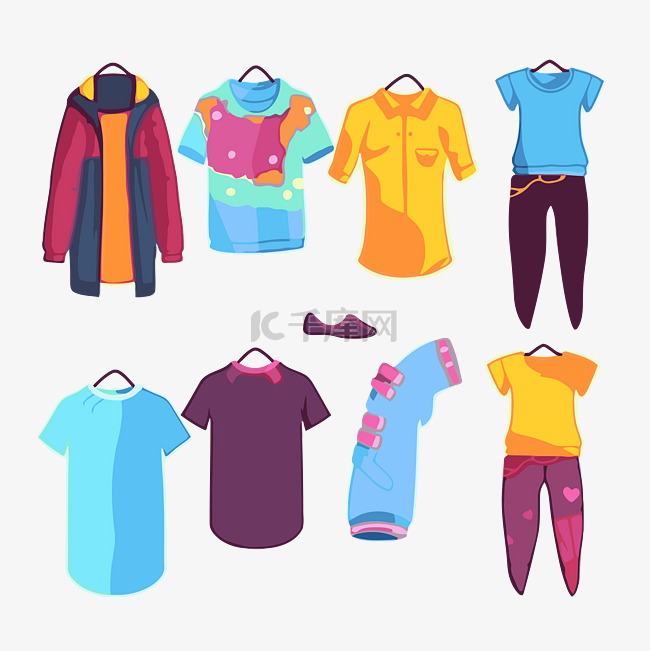 服装剪贴画时尚套装与衬衫卡通 向量素材图片免费下载-千库网