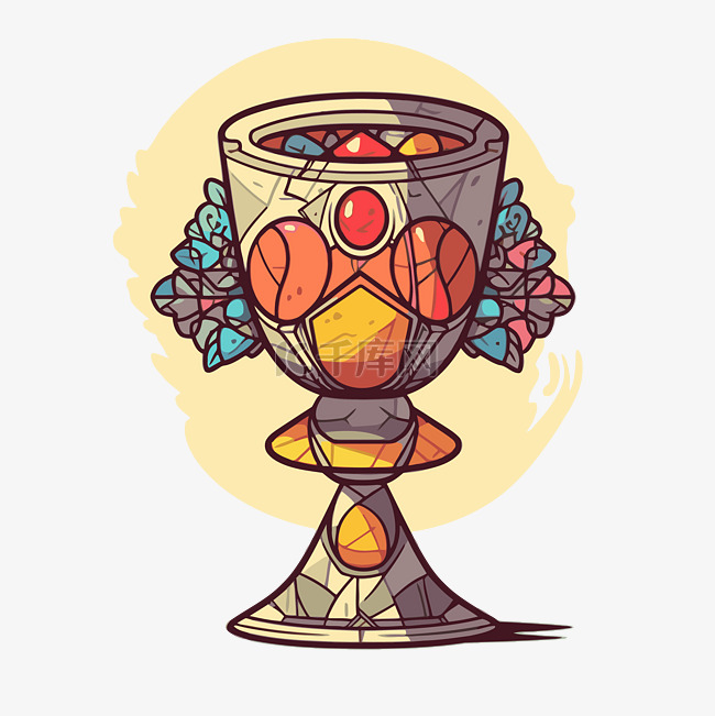 圣杯剪贴画彩色玻璃杯卡通插图 向量素材图片免费下载-千库网