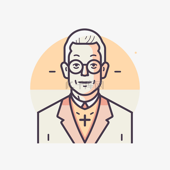 主教的圣像有白头发和眼镜 向量素材图片免费下载-千库网
