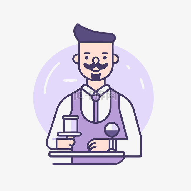 紫色背景中孤立的调酒师人物标志 向量素材图片免费下载-千库网