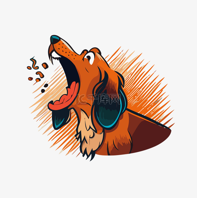 吠叫剪贴画腊肠犬正在咆哮 T 恤设计插画卡通 向量素材图片免费下载-千库网