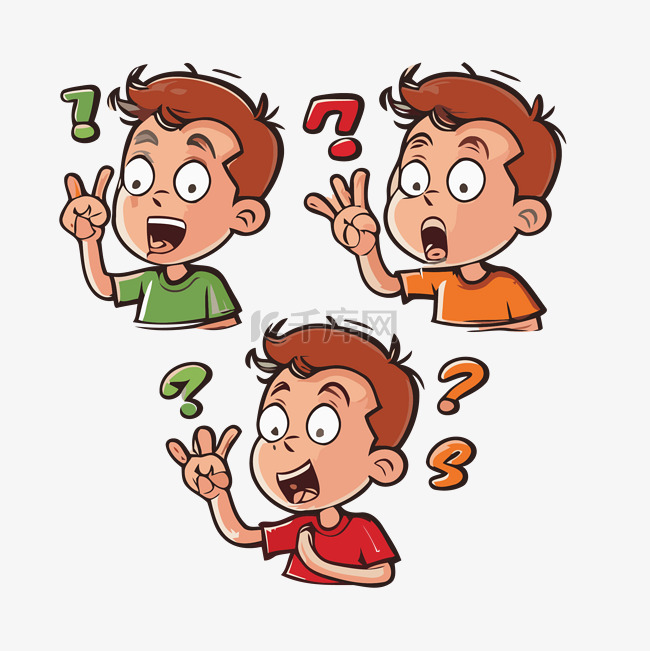 Asl 剪贴画男孩问题标志 4 件套卡通 向量素材图片免费下载-千库网