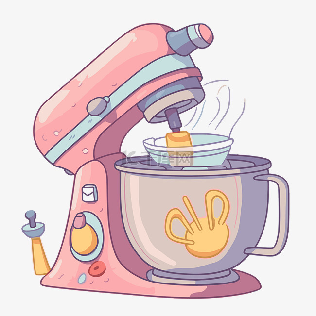搅拌机剪贴画搅拌碗卡通厨房搅拌机与食品色素矢量素材图片免费下载-千库网