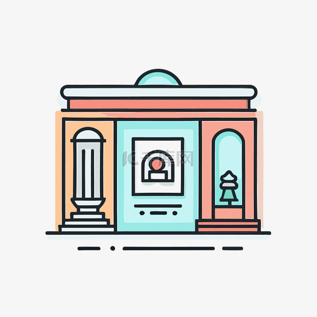 艺术博物馆博物馆平面矢量线艺术收藏建筑图标素材图片免费下载-千库网