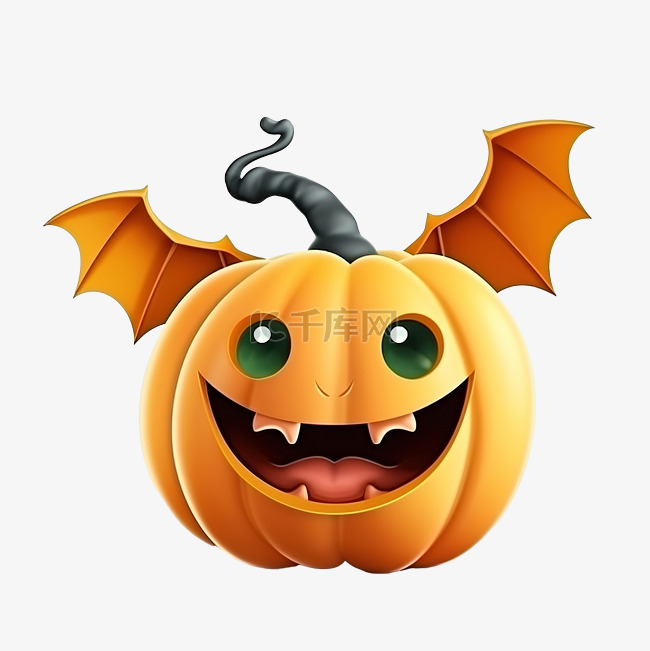 万圣节快乐，空白色标牌上有卡通可爱的蝙蝠南瓜素材图片免费下载-千库网