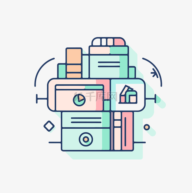 上面有不同东西的堆叠对象图标 向量素材图片免费下载-千库网