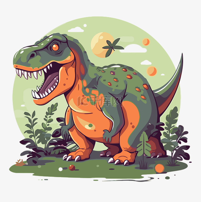 霸王龙剪贴画人物插图可爱的卡通 t 向量素材图片免费下载-千库网