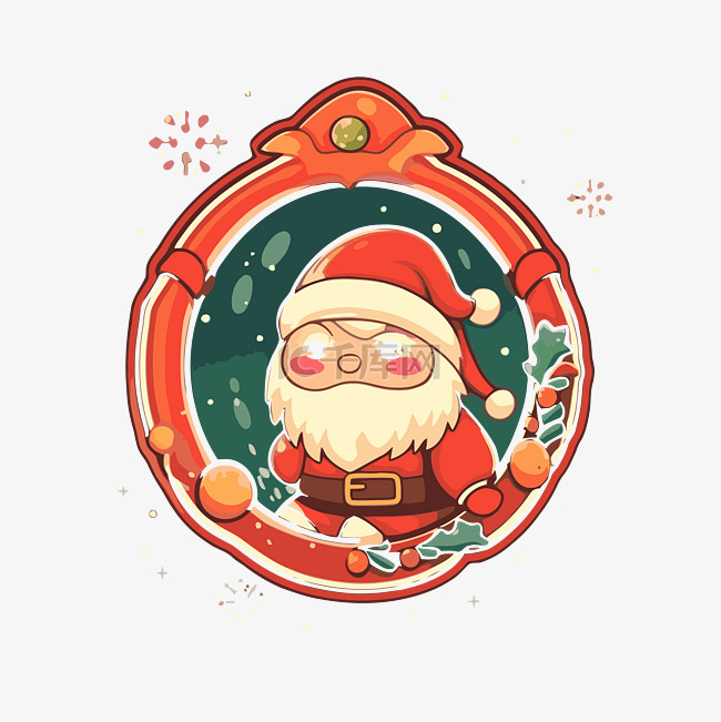 圣诞老人的圣诞 T 恤剪贴画的圆形 向量素材图片免费下载-千库网