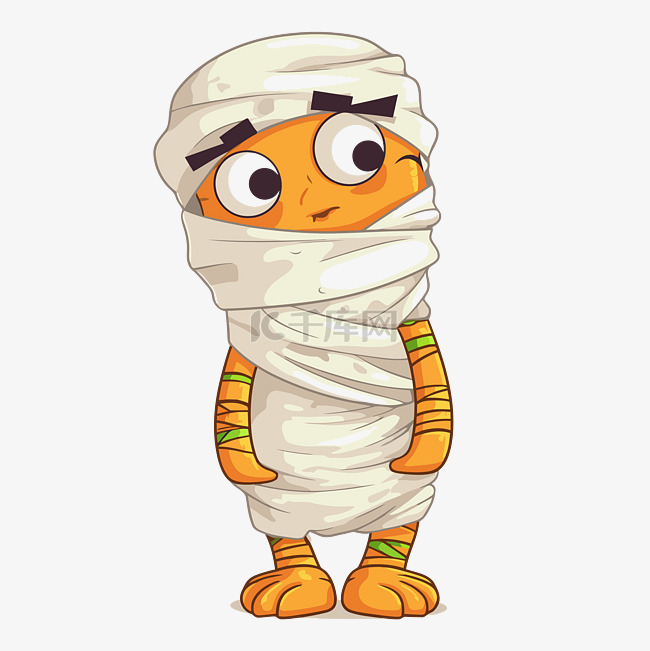 可爱的万圣节木乃伊剪贴画卡通木乃伊包裹 向量素材图片免费下载-千库网