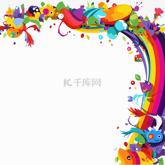 彩色边框 向量素材图片免费下载-千库网