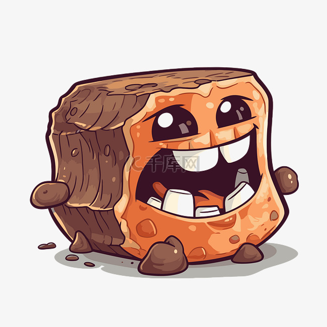 用牙齿咀嚼橙色块的剪贴画卡通片 向量素材图片免费下载-千库网