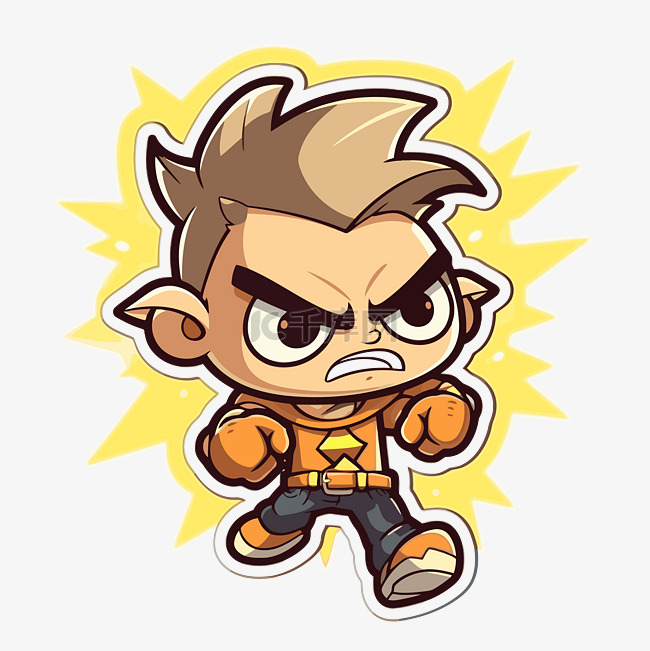 卡通人物双臂摆出战斗姿势 向量素材图片免费下载-千库网