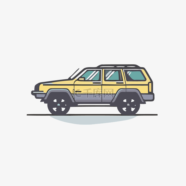 白色背景上的黄色 suv 图标 向量素材图片免费下载-千库网