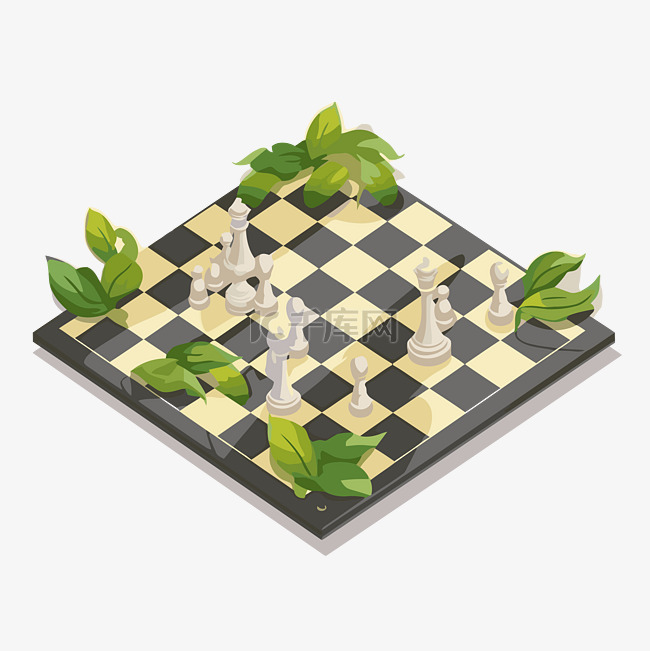 棋盘剪贴画国际象棋棋盘等距与植物卡通 向量素材图片免费下载-千库网