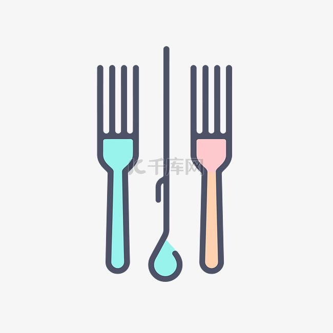 白色背景上的叉子和叉子线图标 向量素材图片免费下载-千库网