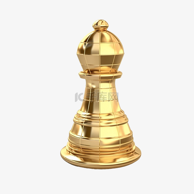 黄金国际象棋主教 3d 渲染素材图片免费下载-千库网