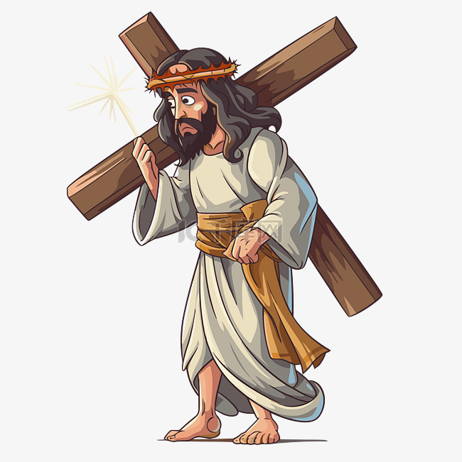 背着十字架的耶稣 向量素材图片免费下载-千库网