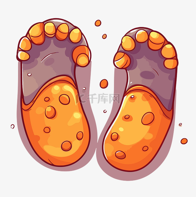 脚趾剪贴画可爱的橙色和黄色卡通脚插画 向量素材图片免费下载-千库网