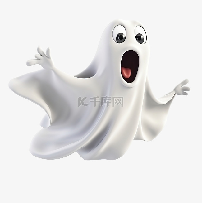 卡通飞行可怕的白色幽灵素材图片免费下载-千库网