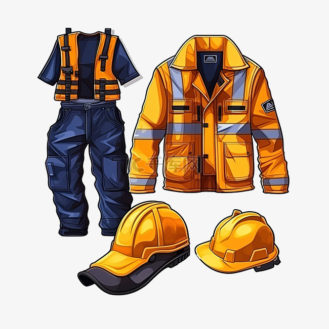 建筑工人服装插画以简约风格素材图片免费下载-千库网