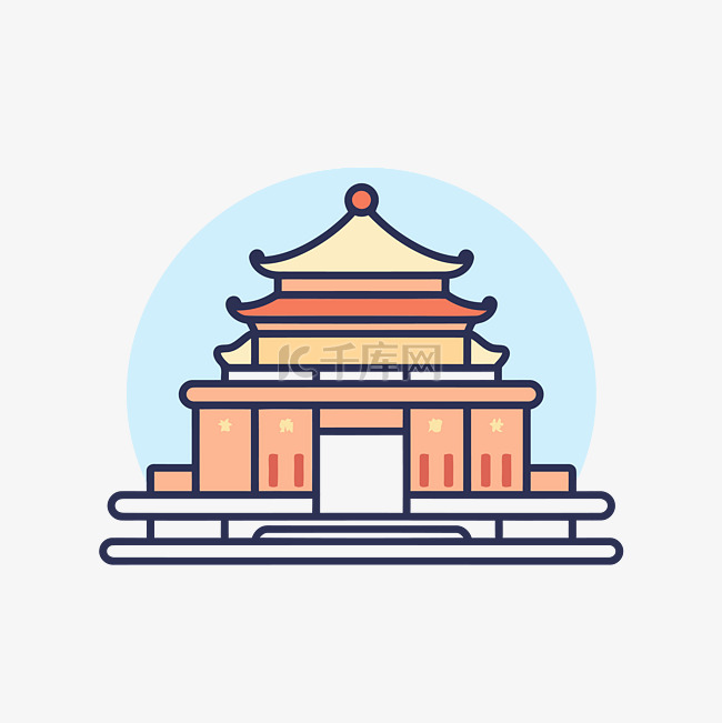 古代亚洲建筑图标无缝线 向量素材图片免费下载-千库网