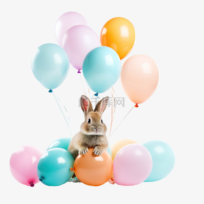 兔子和气球素材图片免费下载-千库网
