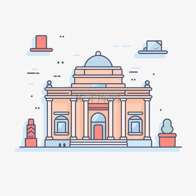 博物馆图形平面设计线条艺术 向量素材图片免费下载-千库网