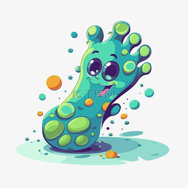 脚剪贴画卡通脚黑色和绿色与白色背景上的气泡 向量素材图片免费下载-千库网