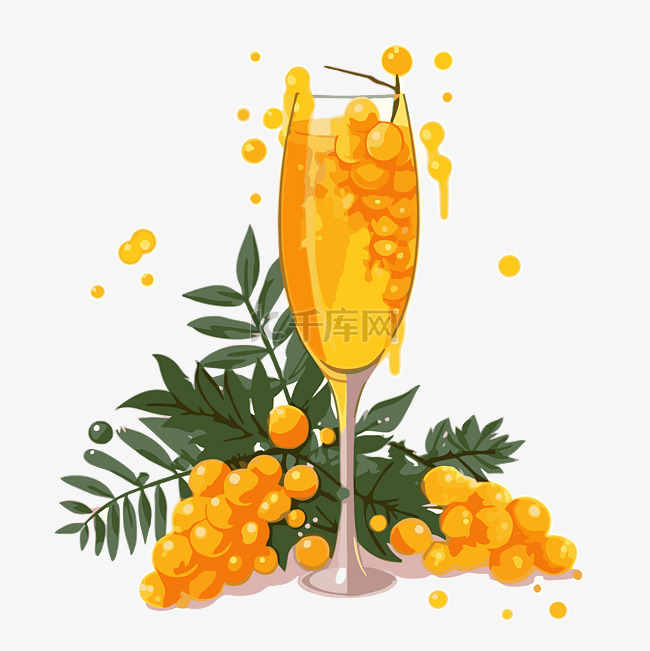 含羞草剪贴画黄醋栗与眼镜和浆果卡通 向量素材图片免费下载-千库网