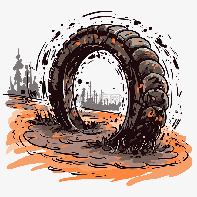 泥泞的轮胎痕迹 向量素材图片免费下载-千库网