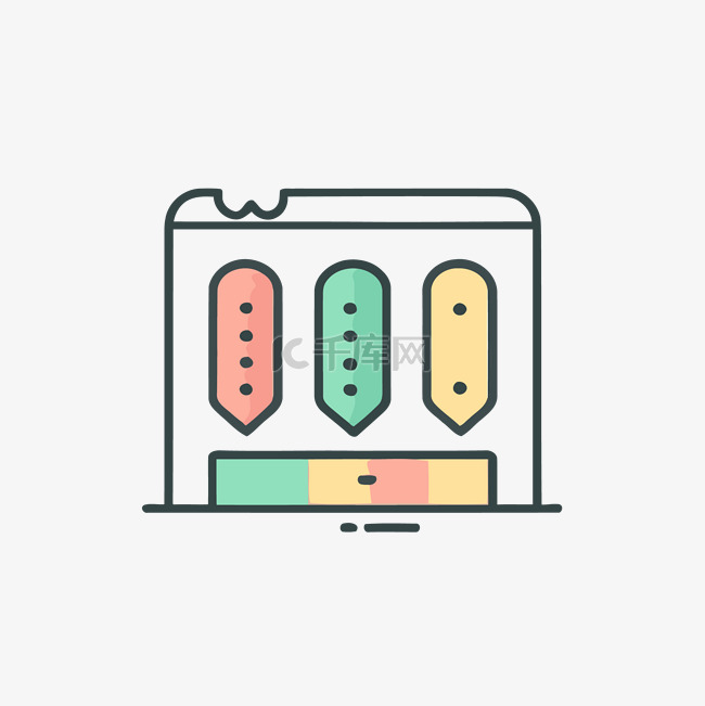 屏幕上有多个选项卡的网站的彩色线条图标 向量素材图片免费下载-千库网