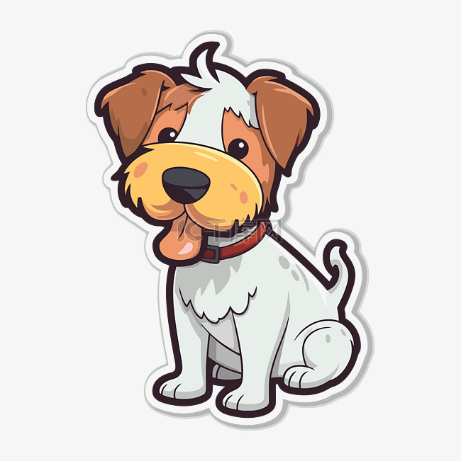 坐在白色背景上的卡通狗贴纸 向量素材图片免费下载-千库网