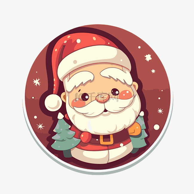 带有圆形剪贴画的圣诞老人贴纸 向量素材图片免费下载-千库网