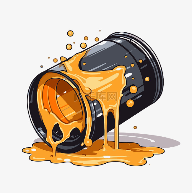 油脂剪贴画桶溢出油并滴下卡通 向量素材图片免费下载-千库网