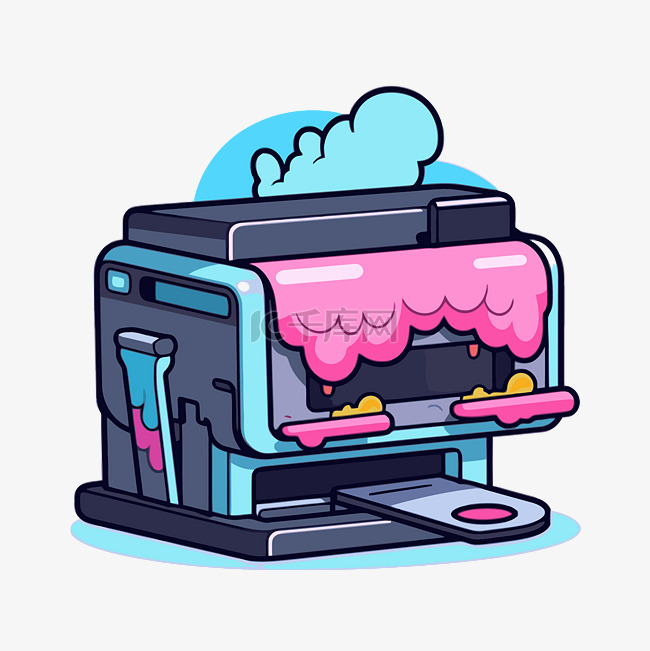 打印机剪贴画卡通和可爱的打印机在白色背景与卡通动画 向量素材图片免费下载-千库网