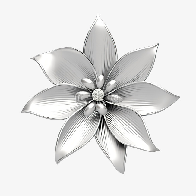 银色金属花轮廓素材图片免费下载-千库网