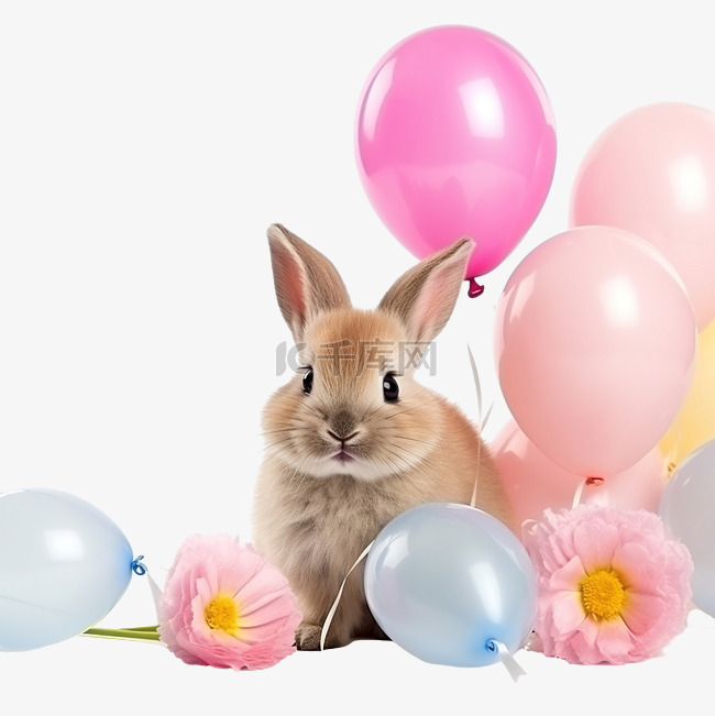 兔子和气球素材图片免费下载-千库网