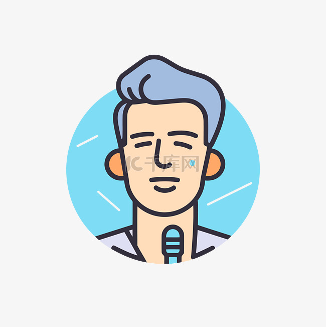 麦克风中带有男声的歌手图标平面矢量设计 ilustracja kupi素材图片免费下载-千库网