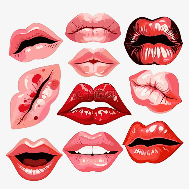 皱起的嘴唇 向量素材图片免费下载-千库网