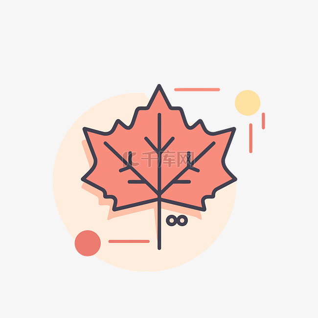 枫叶设置在一个抽象的白色圆圈中 向量素材图片免费下载-千库网