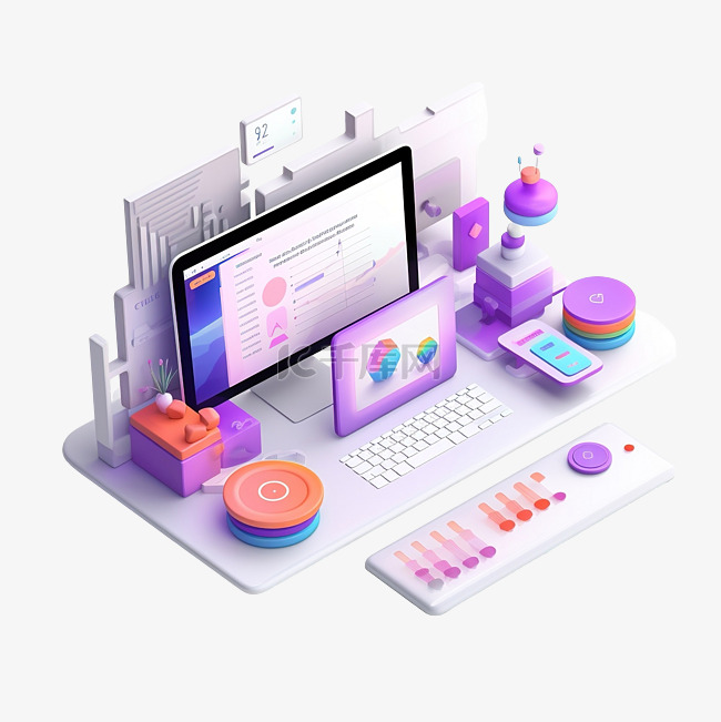 Web Interface 3d 插图素材图片免费下载-千库网