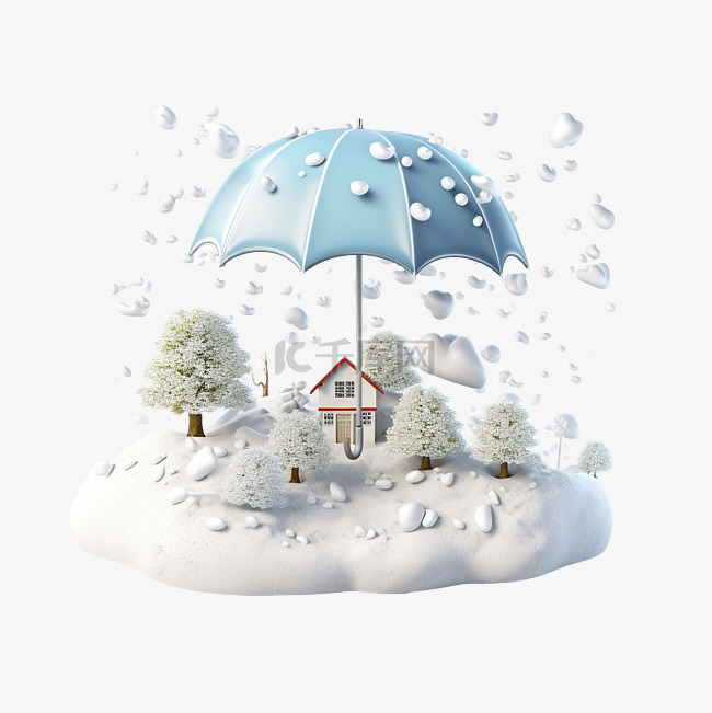雨雪天气3D渲染素材图片免费下载-千库网