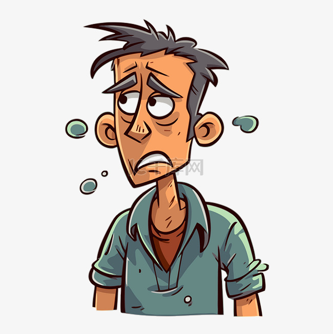 令人担忧的剪贴画卡通人物带着悲伤的脸 向量素材图片免费下载-千库网