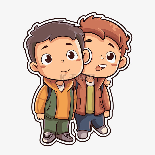 两个卡通男孩朋友 向量素材图片免费下载-千库网