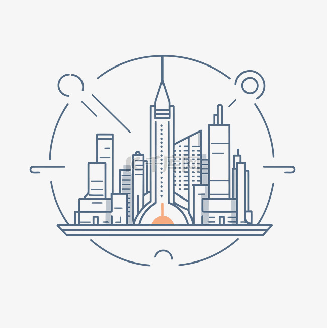 代表一个圆圈中的城市的图标插图 向量素材图片免费下载-千库网