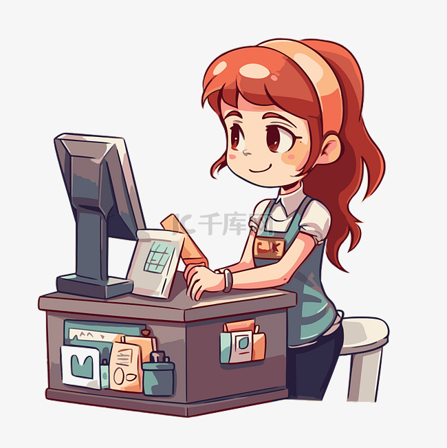 收銀員剪貼畫 向量素材图片免费下载-千库网