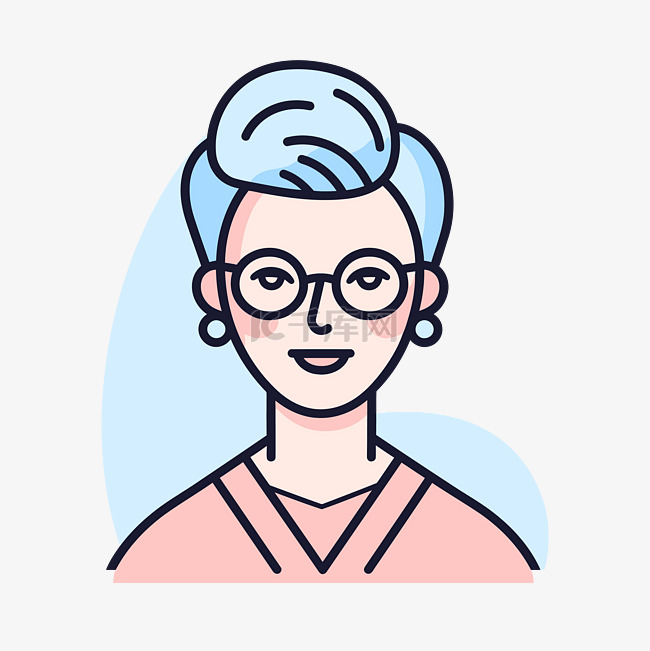 一位老年妇女的卡通型肖像 向量素材图片免费下载-千库网