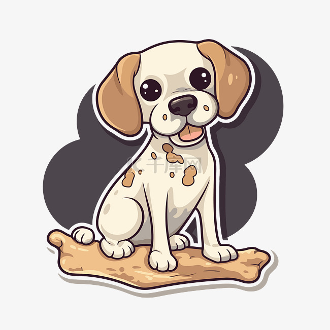 白色背景矢量图上树枝上的卡通狗素材图片免费下载-千库网